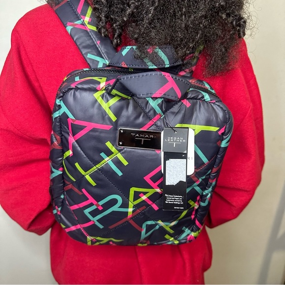 Tahari | Bags | Nwt Tahari Phoebe Jr Quilted Backpack Bright Logo Color ...